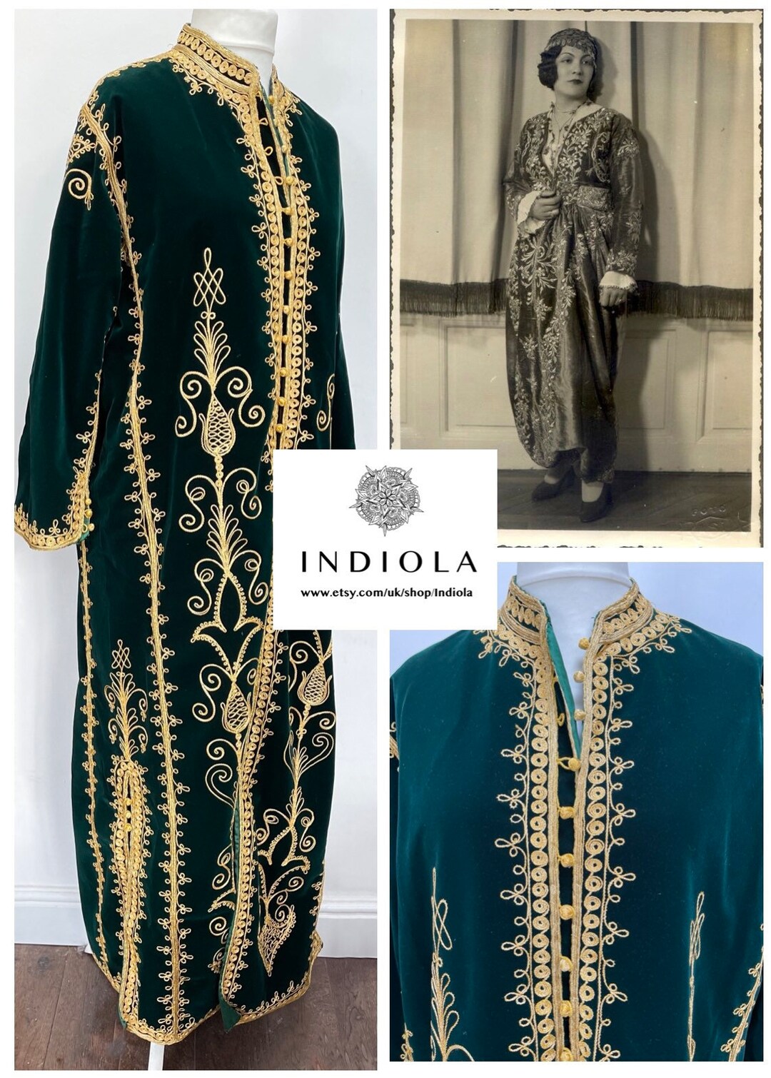 Vintage Jewelled Green Turkish Velvet Embroidered Ottoman - Etsy UK