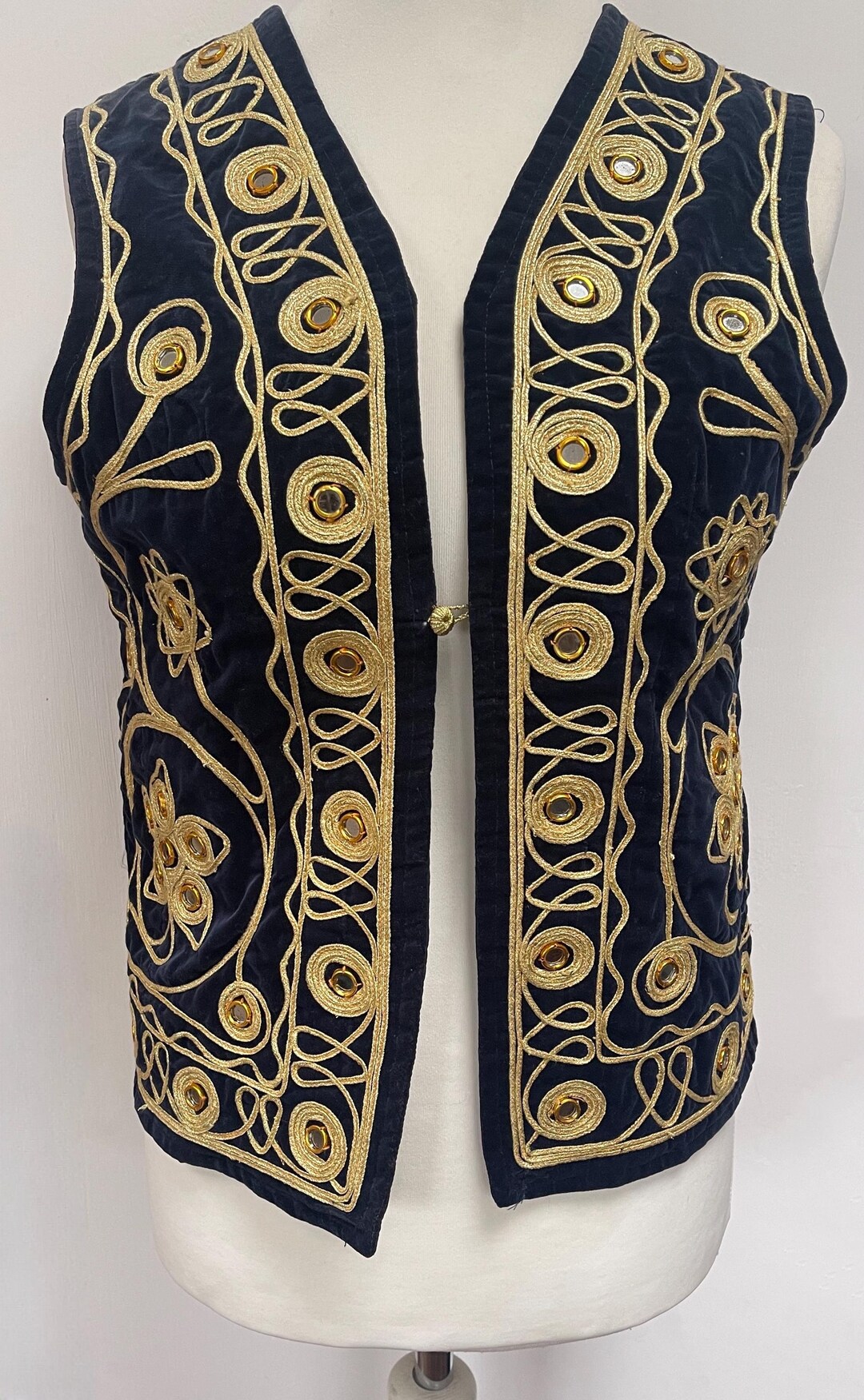 Vintage Pashtun Afghan Waistcoat Gilet Vest Tribal Ethnic Black With ...