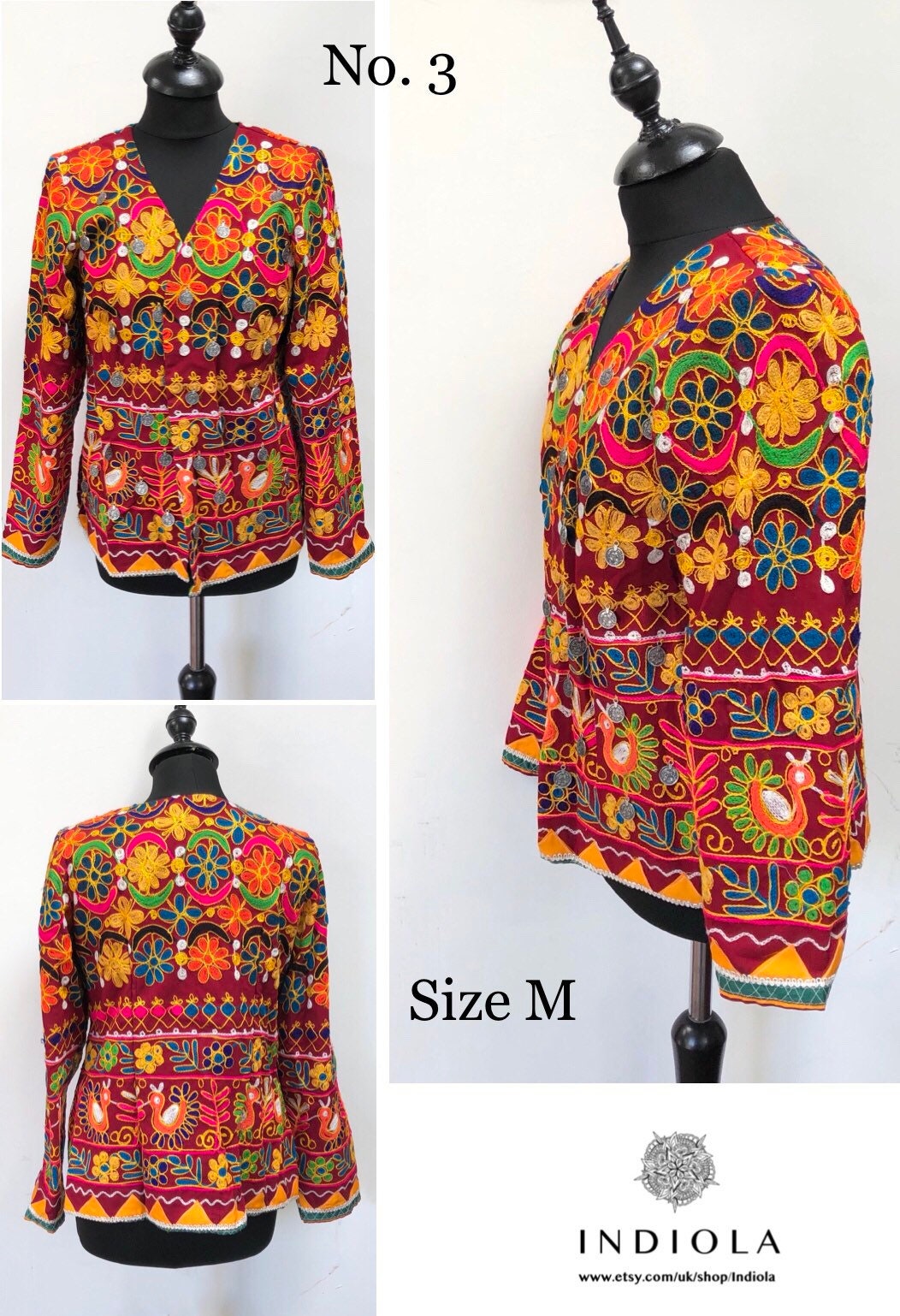 Vintage Indian Kutch Banjara Colourful Embroidered Embellished Coin ...