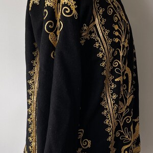 Stunning Vintage Black Wool Turkish Ottoman Jacket With Gold Embroidery ...