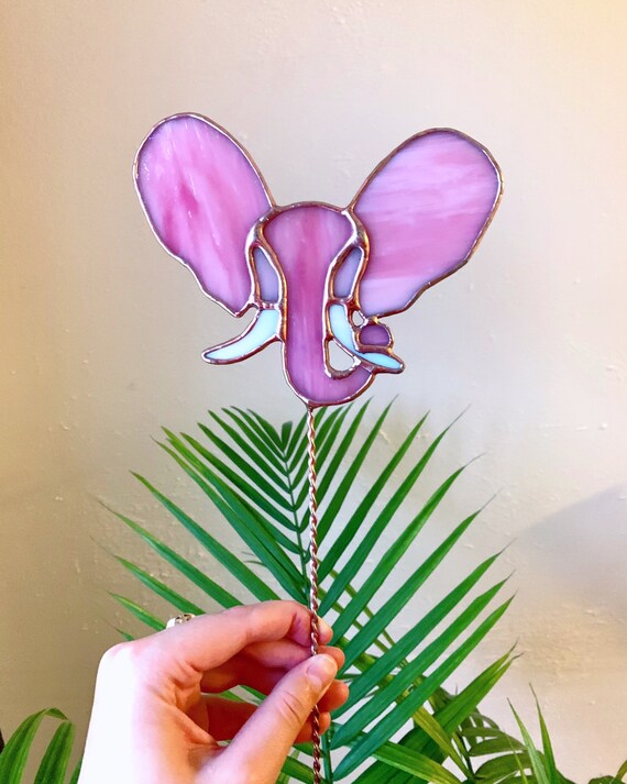 Elephant Stained Glass Plant Stake | Etsy