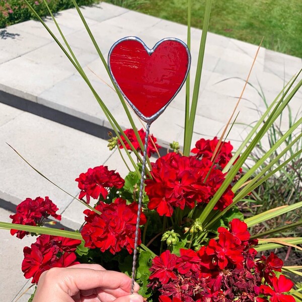 Stained Glass Heart Plant Stake - Etsy