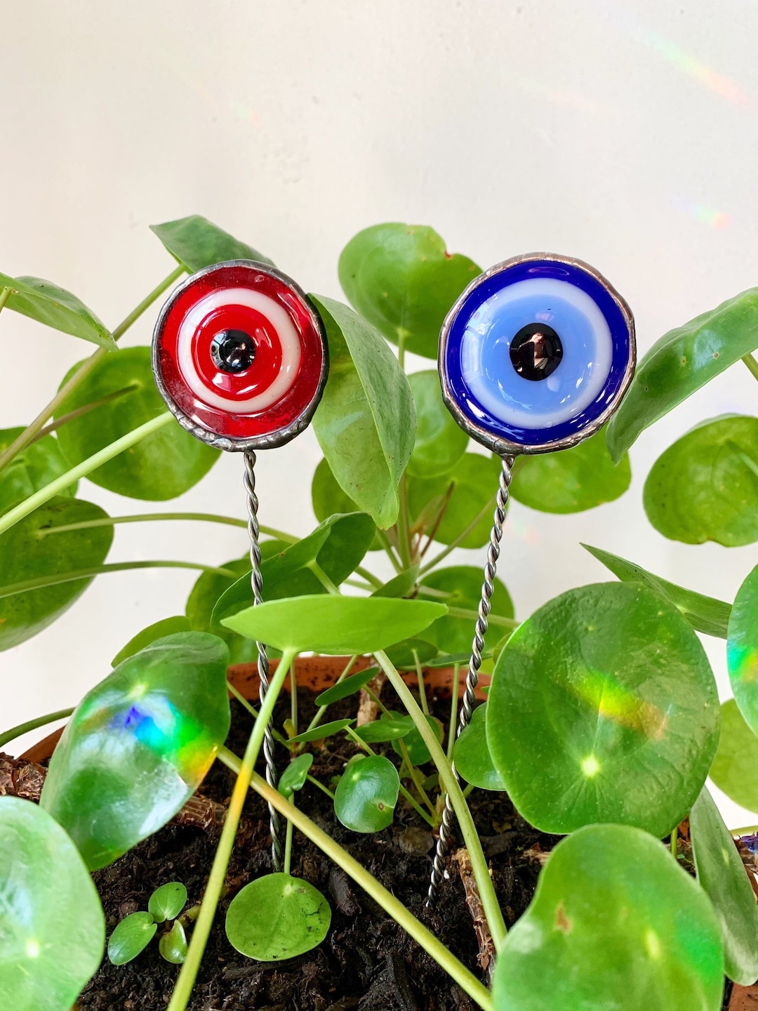 Evil Eye Stained Glass Plant Stake - Etsy