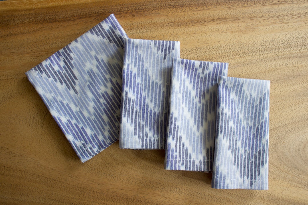 Ikat Chevron Napkins in Waterfall Blues - Set of 4 - Etsy