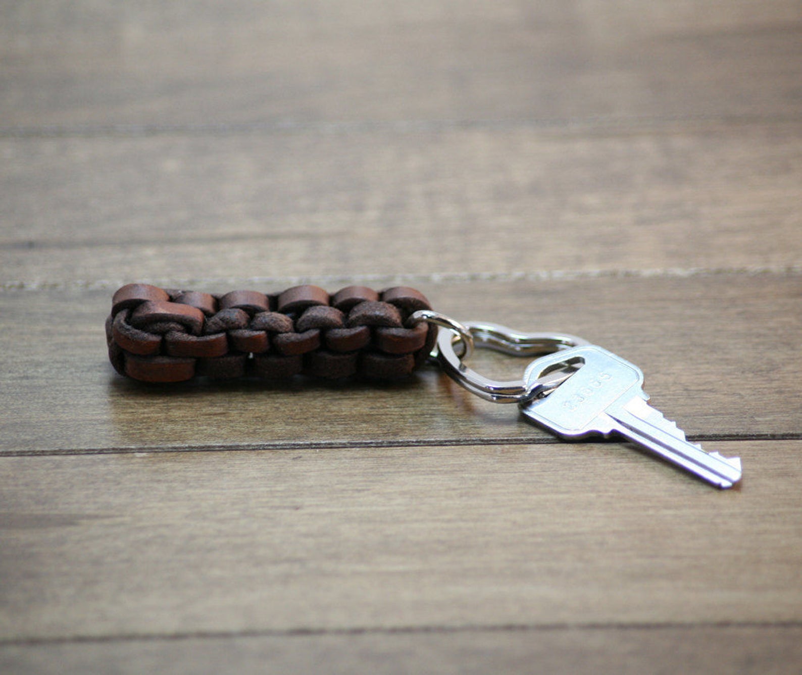 Leather Square Braided Heart Ring Key Chain, Key Chains, Handcrafted ...