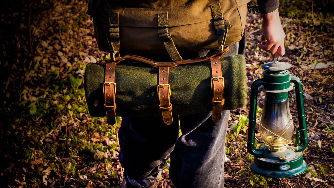 Leather Blanket Roll - Camping Blanket Roll - Bushcraft Gear - Etsy