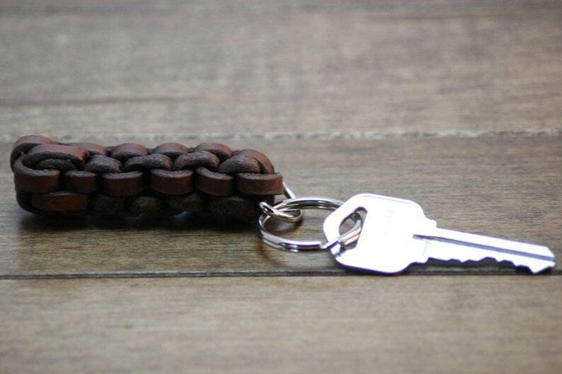 Leather Square Braided Key Chain Key Chains Handcrafted | Etsy