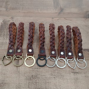 Braided Leather Keychain Made of Real Full Grain Leather, Many Keyring ...