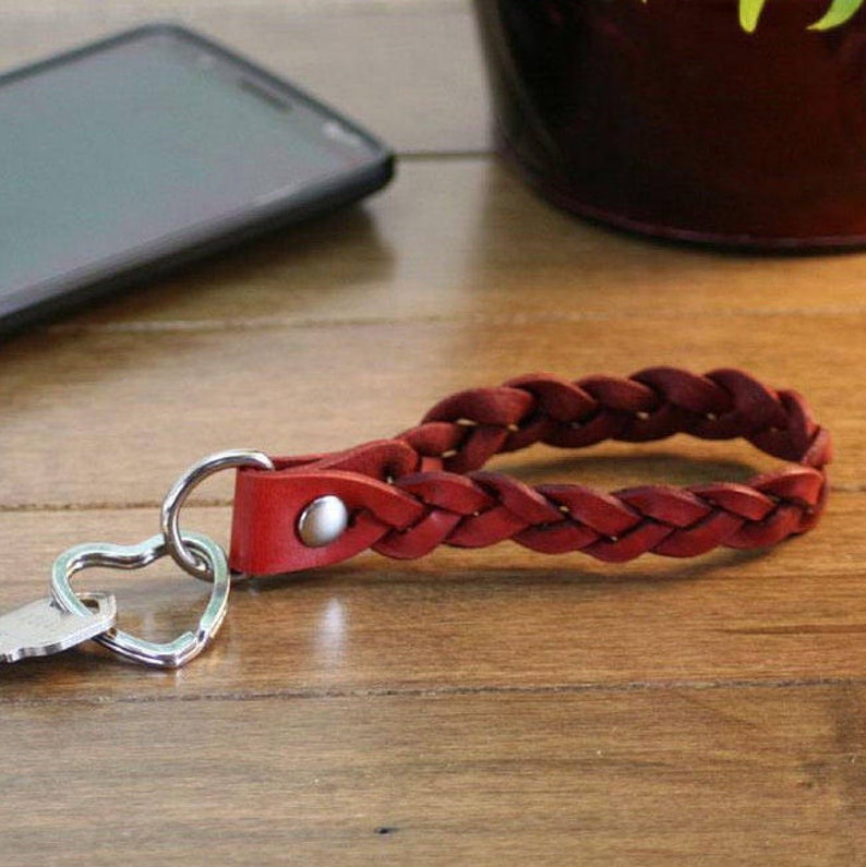 Leather Braided Heart Key Chain Leather Key Chains Hand - Etsy