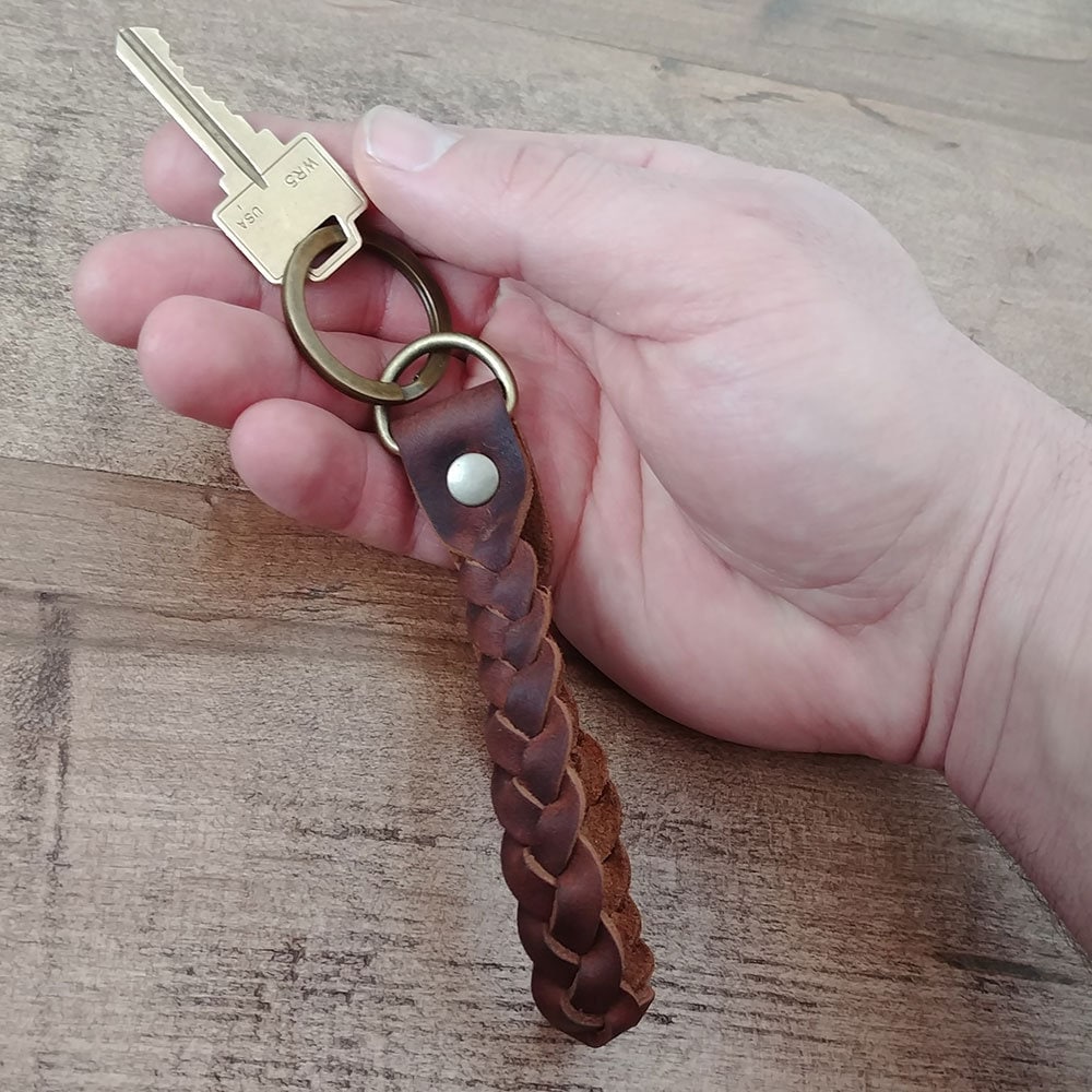 Braided Leather Keychain Made of Real Full Grain Leather Many | Etsy