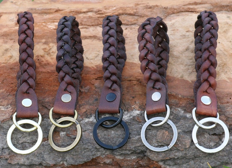 Leather Braided Keychain - Etsy