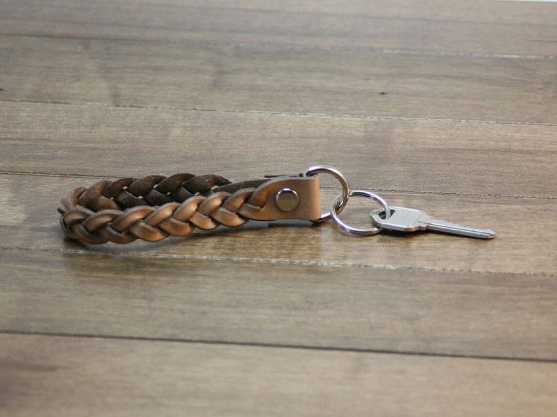 Keychain Leather Braided Key Chains Handcrafted Full Grain | Etsy