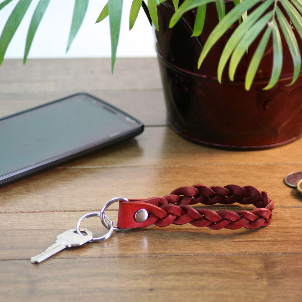 Leather Braided Keychain - Etsy Canada