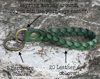 Long Black Braided Leather Keychain Round Braid With Turk's Head Knot ...