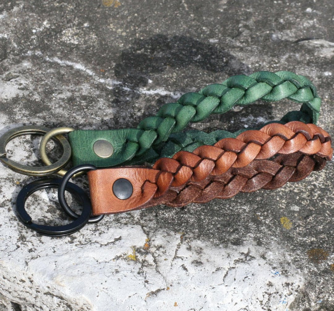 Keychain, Leather Braided Key Chains, Handcrafted Full Grain Leather ...