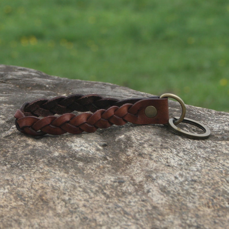 Leather Braided Keychain - Etsy