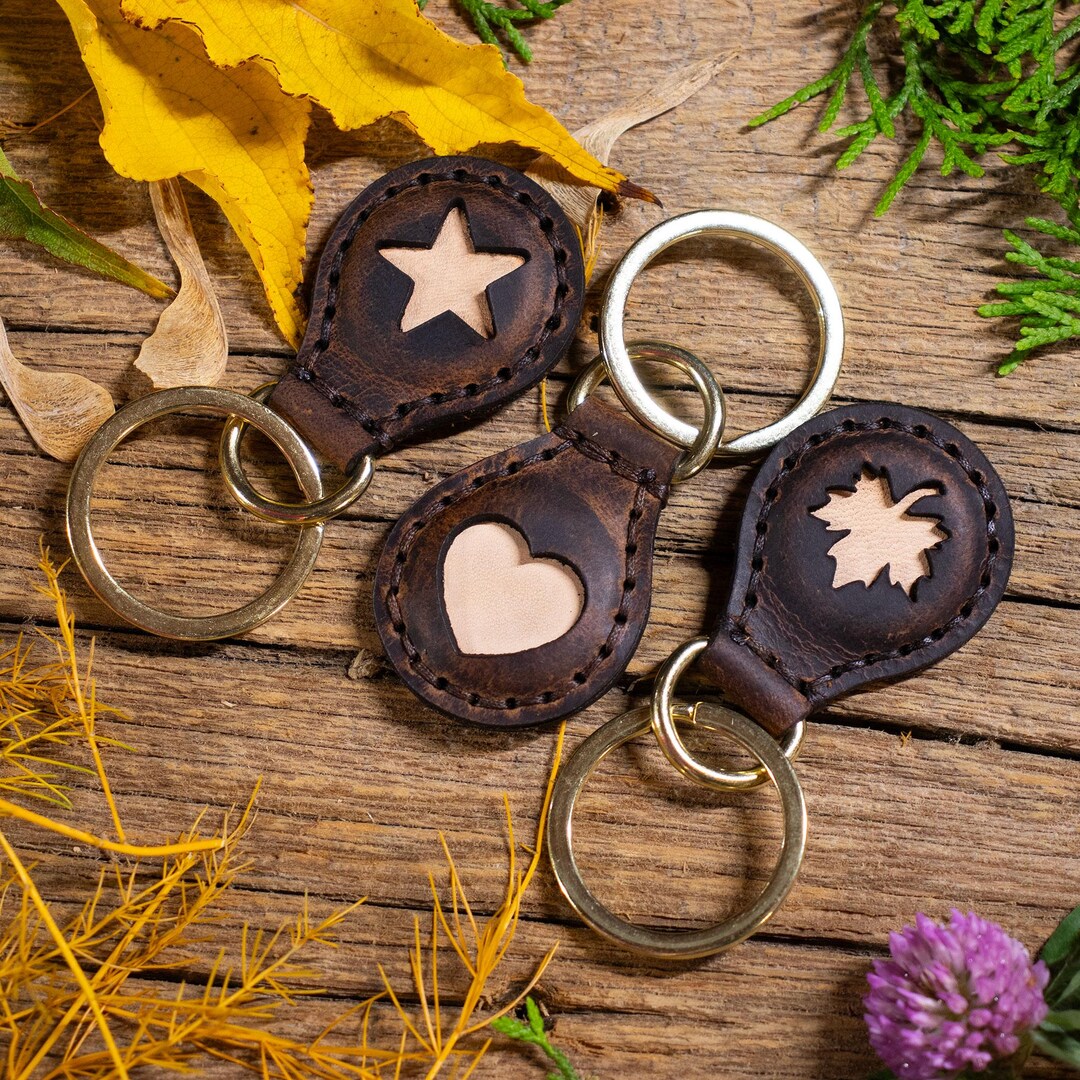 Leather Keychain - Key Fob Style - Handstitched Premium Quality Full ...