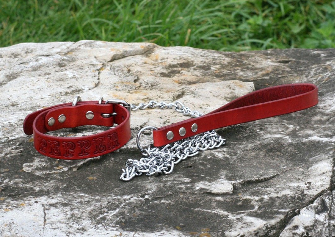 Leash and Collar Set - Handcrafted Leather Dog Collar and Matching ...
