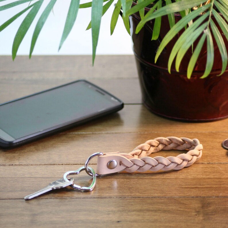 Leather Braided Heart Key Chain Leather Key Chains Hand - Etsy