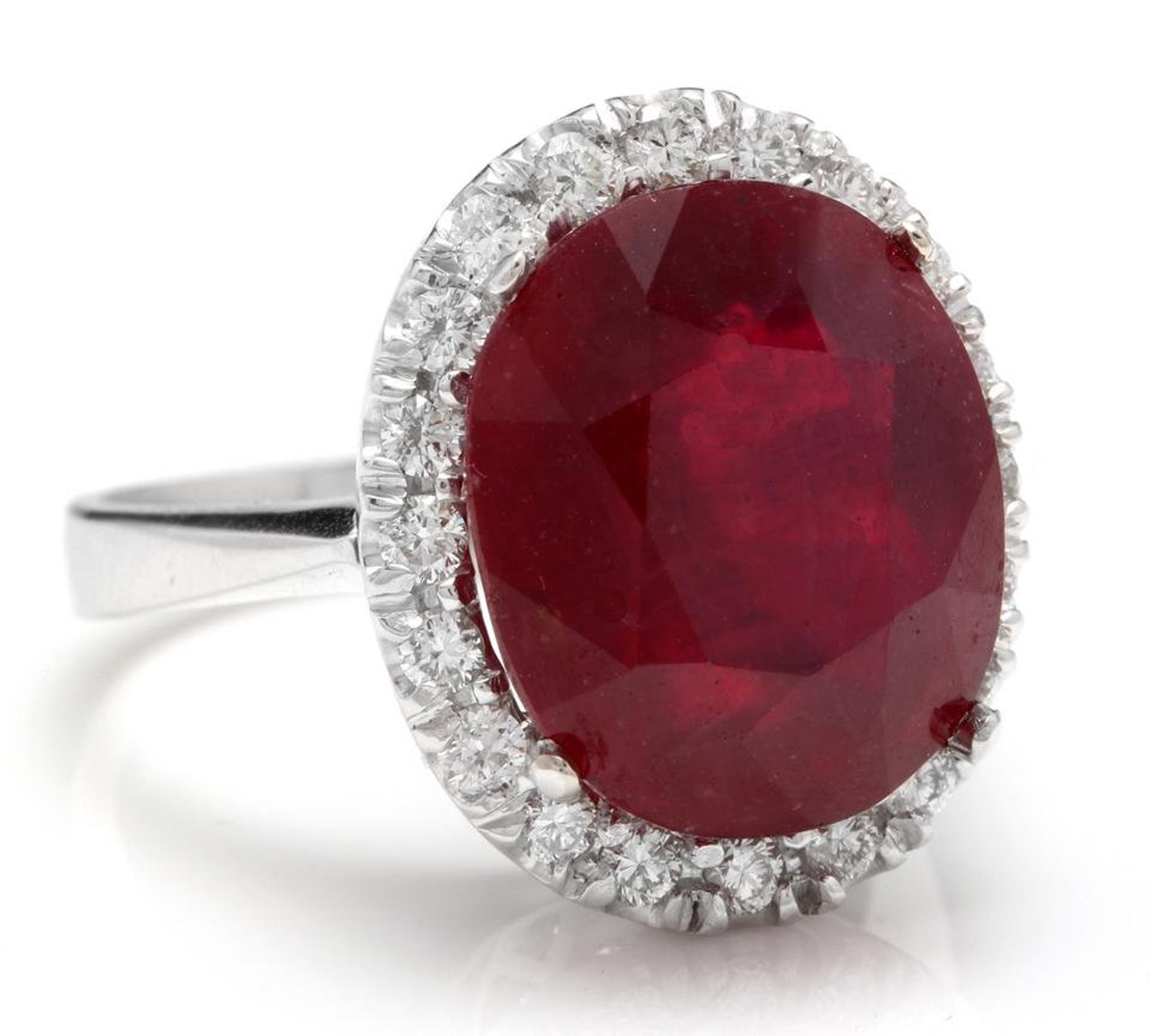 13.30 Carats Natural Red Ruby and Diamond 14k Solid White Gold - Etsy