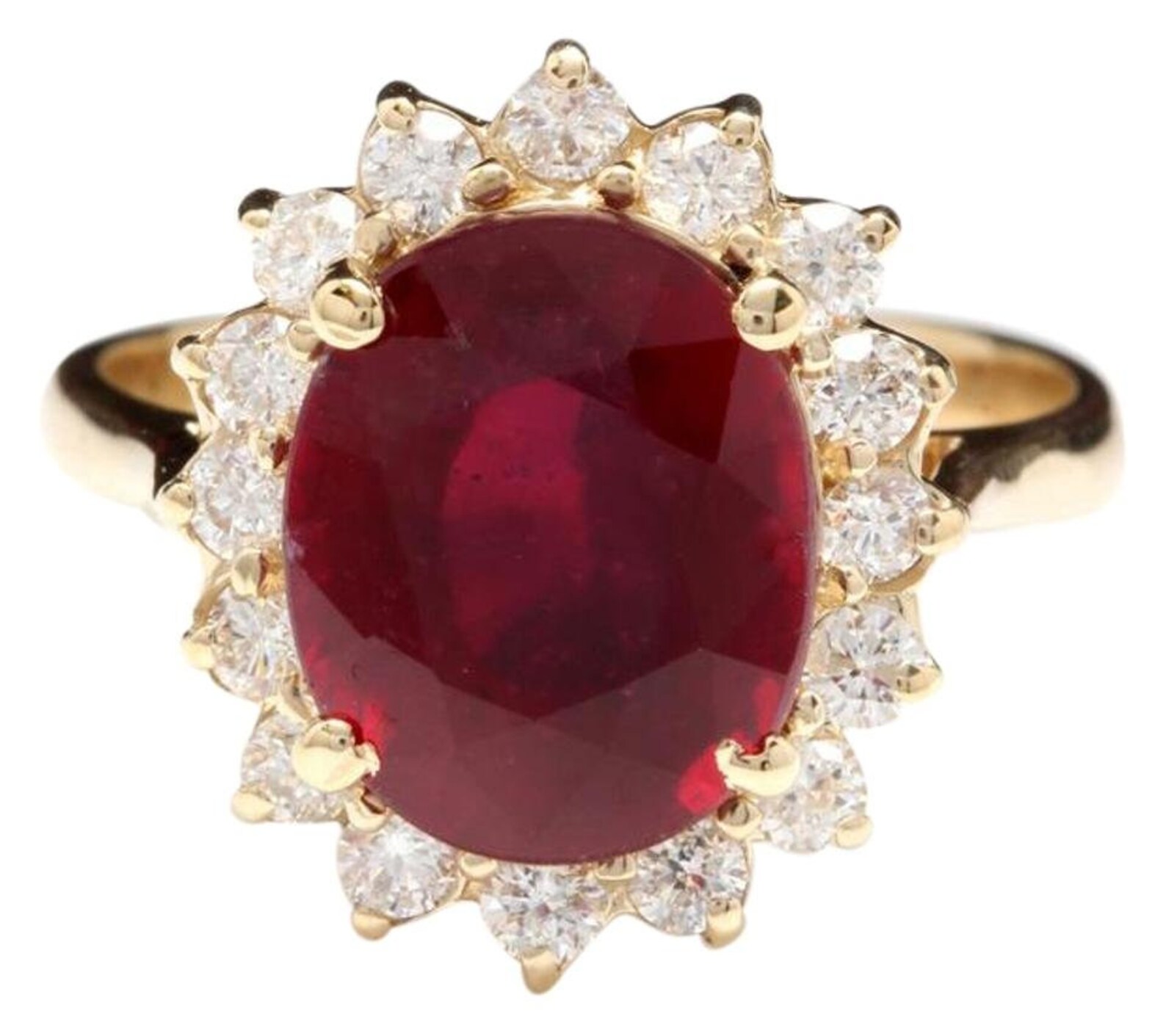 6.70 Carats Red Ruby and Natural Diamond 14k Solid Yellow Gold | Etsy