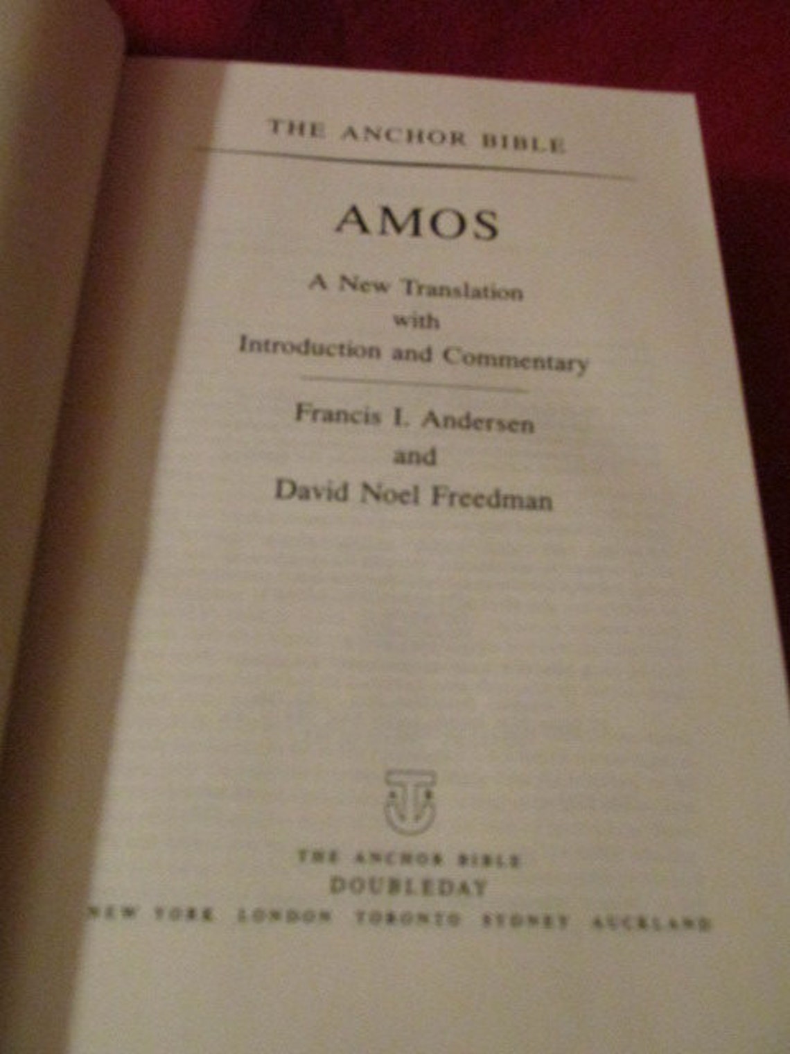 Anchor Bible's "amos" by Anderson and Freedman - Etsy