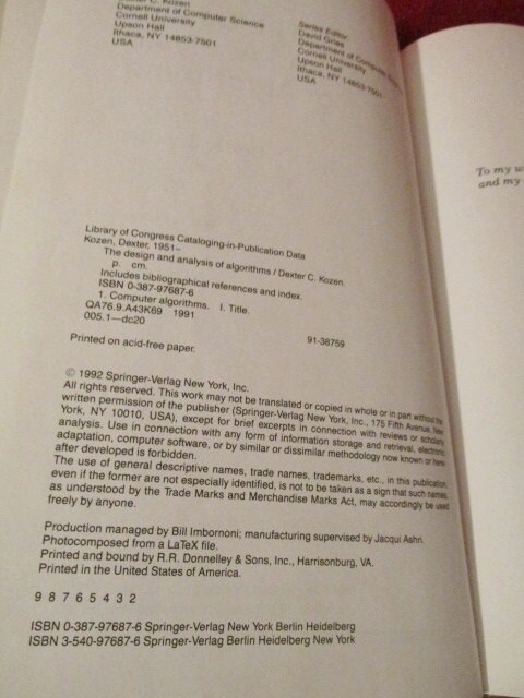 The Design and Analysis of Algorithms , by Dexter C. Kozen - Etsy