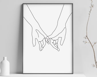 Pinky Swear Line Art Printable One Line Drawing Print Single | Etsy