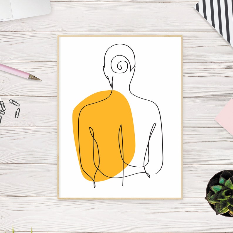 Abstract One Line Feminine Figure Printable Minimalist Nude Etsy