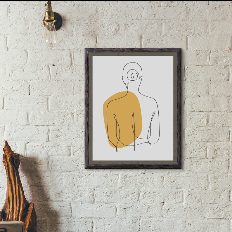 Abstract One Line Feminine Figure Printable Minimalist Nude Etsy