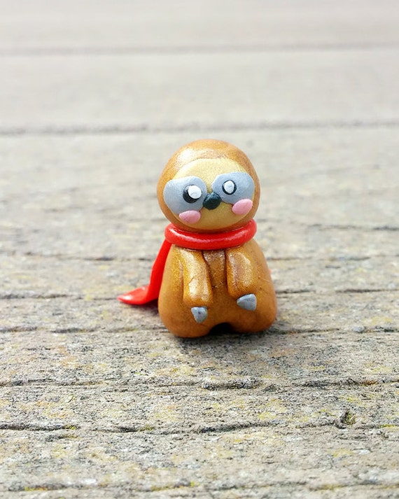 Items similar to Kawaii Sloth Totem, Superhero Sloth, Polymer Clay ...