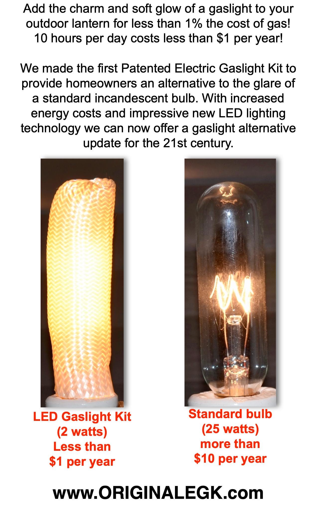 LED Gaslight Conversion Kit: Dimmable Warm Glow, Electric Lantern ...