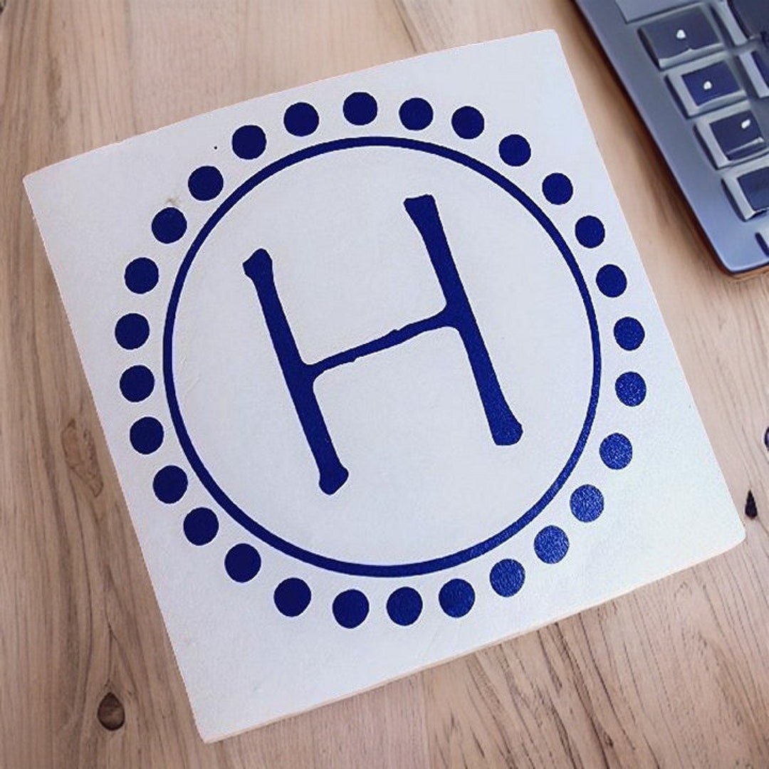 Single Initial Decal /circle Dots Initial Decal / Decal for Cars ...