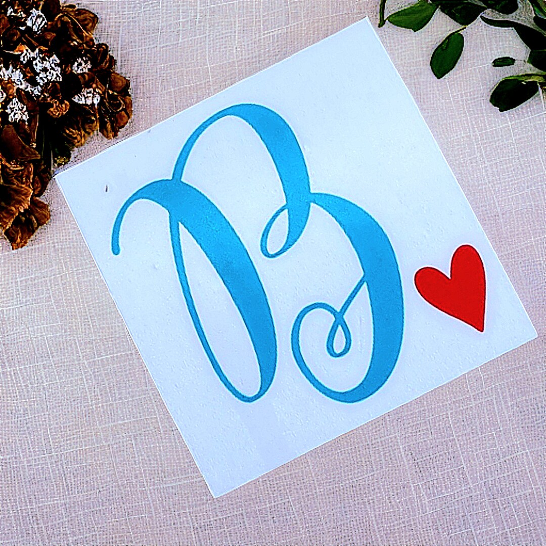 Single Letter Decal | Letter With Heart | Monogram Decal | Single ...