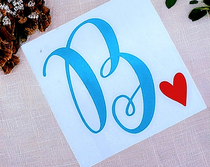 Single Letter Decal | Letter With Heart | Monogram Decal | Single ...