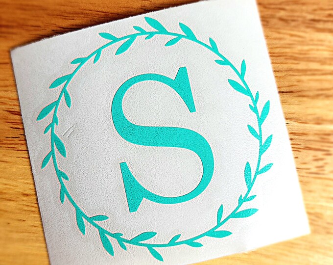Monogram Decal / Laurel Monogram Decal / Single Letter Decal / Decal ...