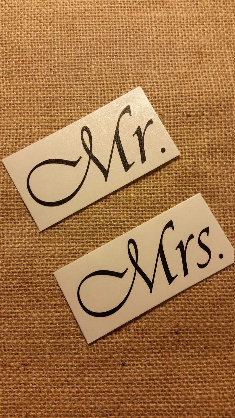 Mr. and Mrs. Vinyl Decals / Wedding Decals / Wedding Stickers | Etsy