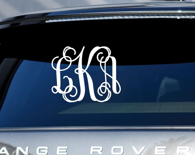 Monogram Decal, Vine Monogram Decal, Car Decal, Decal for Cooler ...