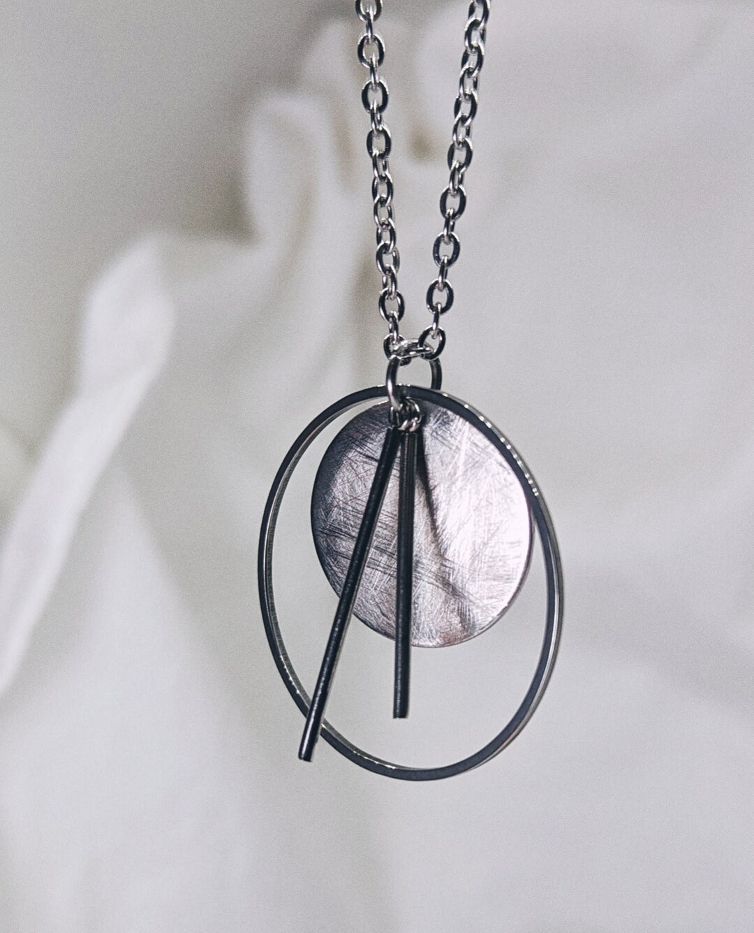 Fidget Statement Necklace Contemporary Textured Large Pendant Shapes ...