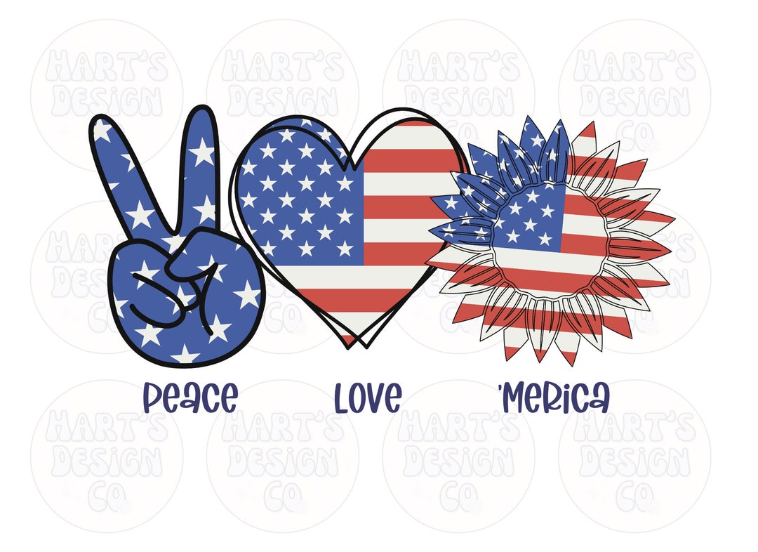 America Sublimation Png Peace Love merica Png Retro Png - Etsy