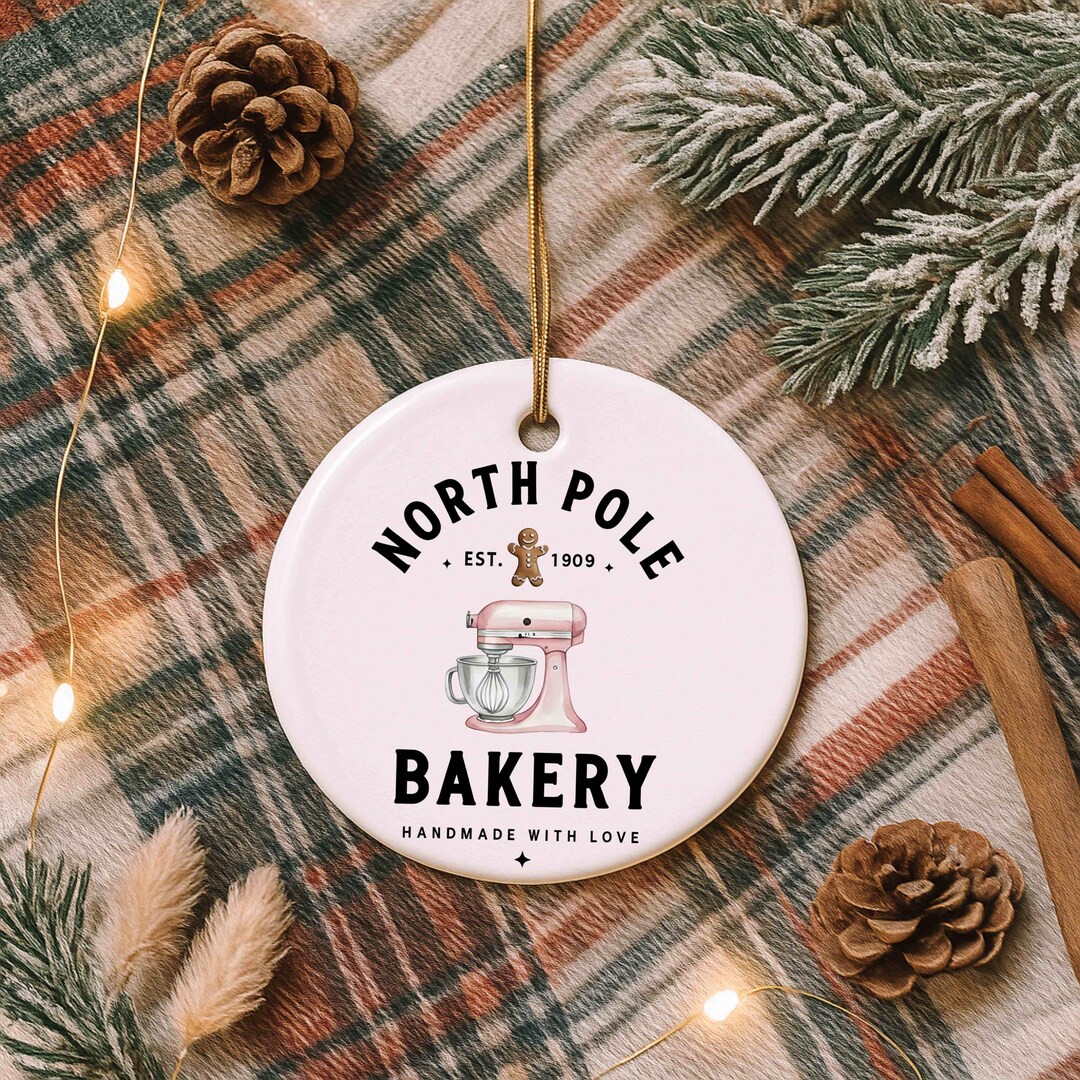 North Pole Bakery Ornament Gift: Retro Pink Mixer, Gingerbread Decor - Etsy