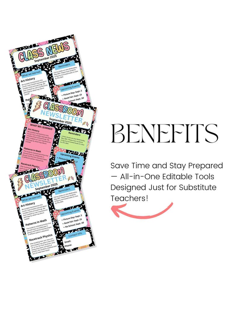 Editable Classroom Newsletter Template | 3 Composition Notebook Designs ...