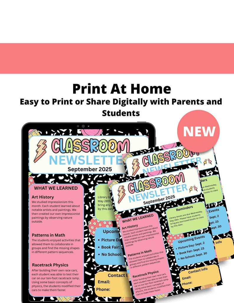 Editable Classroom Newsletter Template | 3 Composition Notebook Designs ...