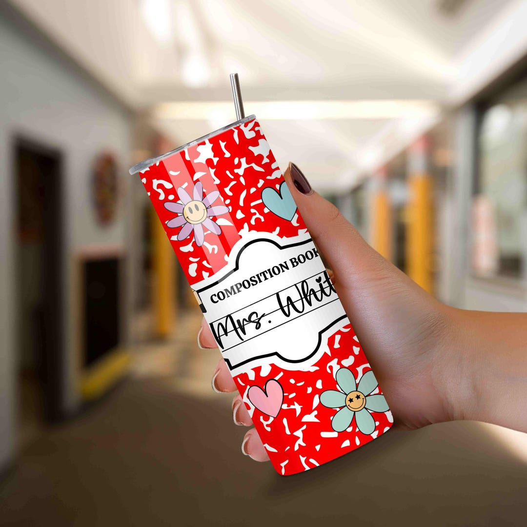 Personalized Teacher Tumbler, Custom Composition Notebook Design ...