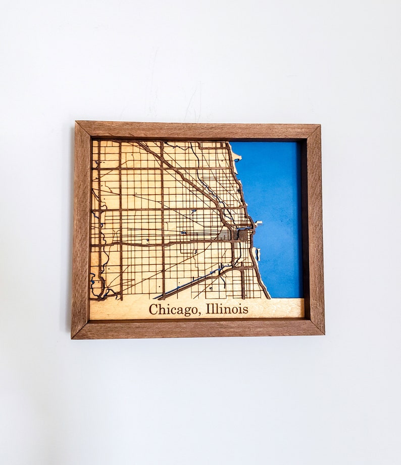 Custom City Wood Map Chicago Map Wood City Map 3D Map - Etsy