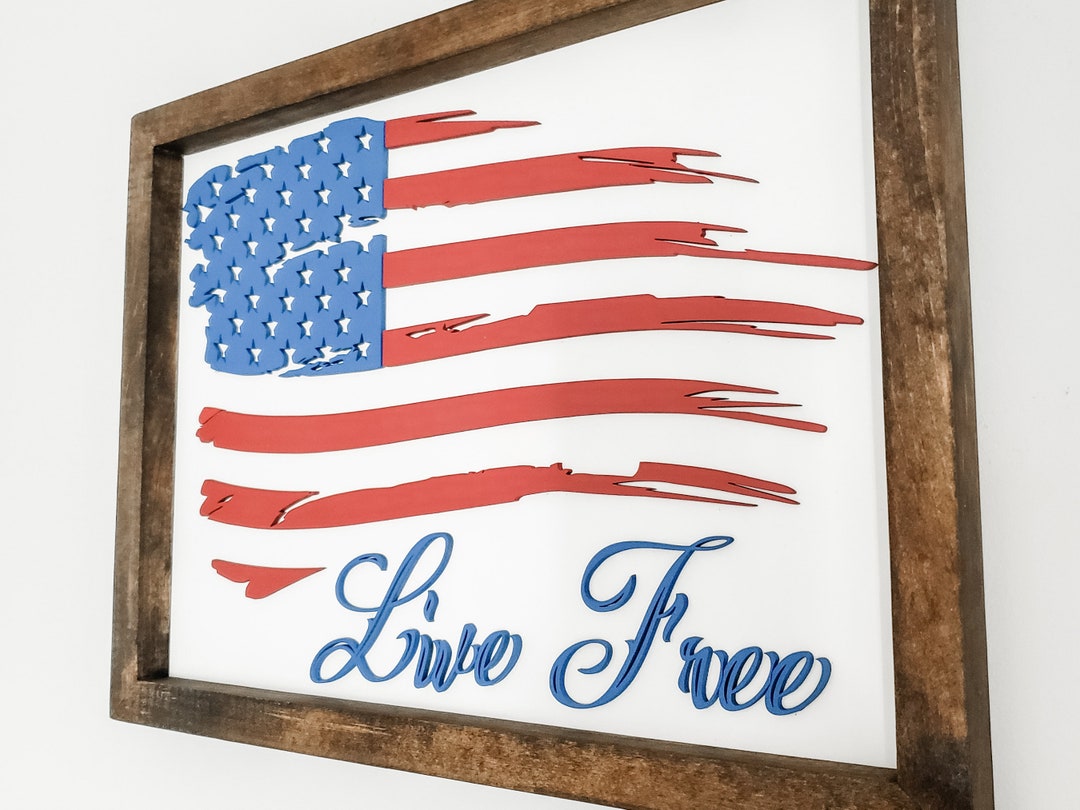 Live Free American Flag Tattered Flag USA American Pride - Etsy