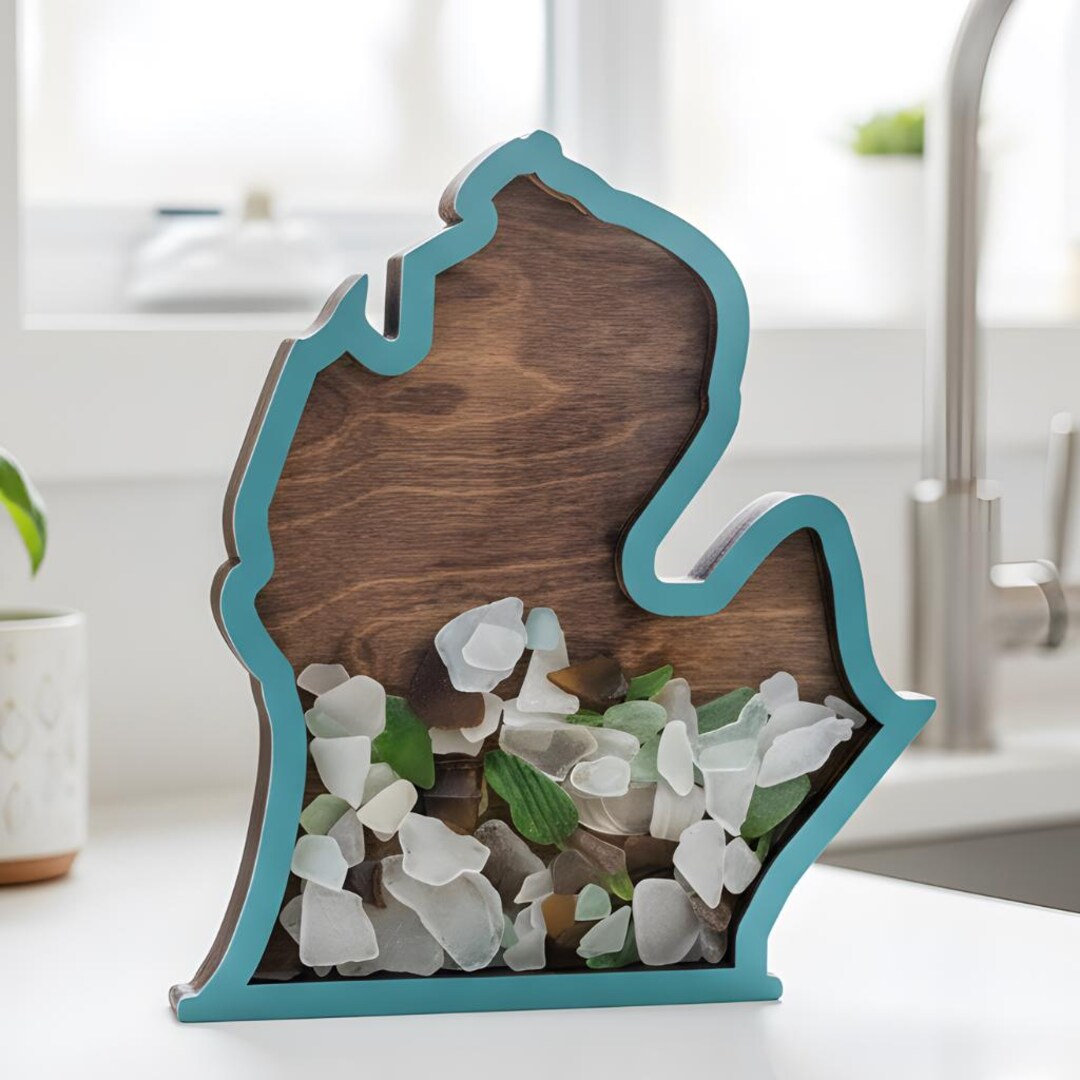 Michigan Beach Glass Shadow Box: Lake House Decor - Etsy