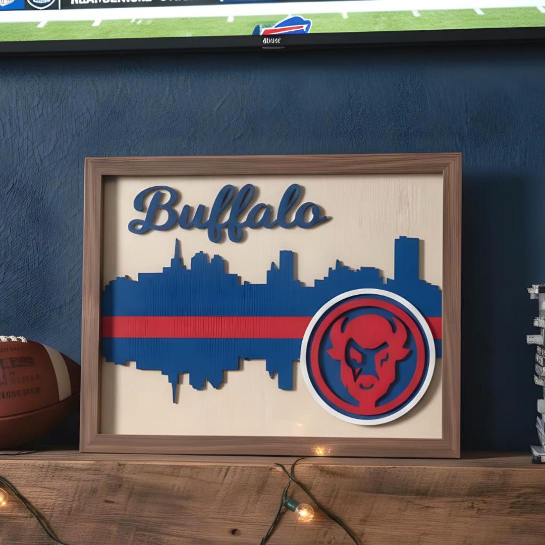 Buffalo Skyline Shadow Box Wall Art | 14x11 Handmade Layered Wood - Etsy