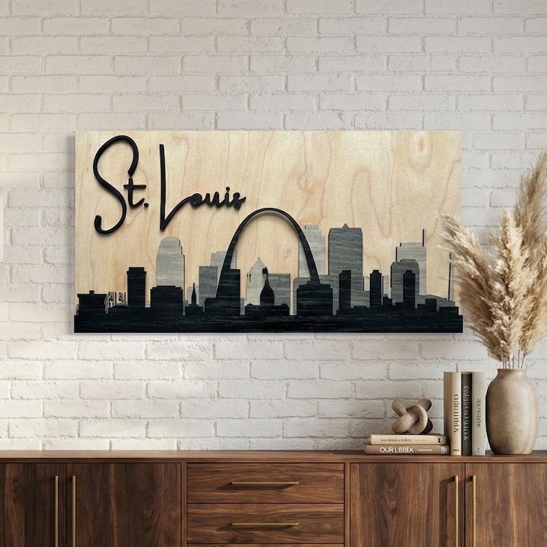 Layered Wood St. Louis Skyline: Handcrafted Wall Art - Etsy