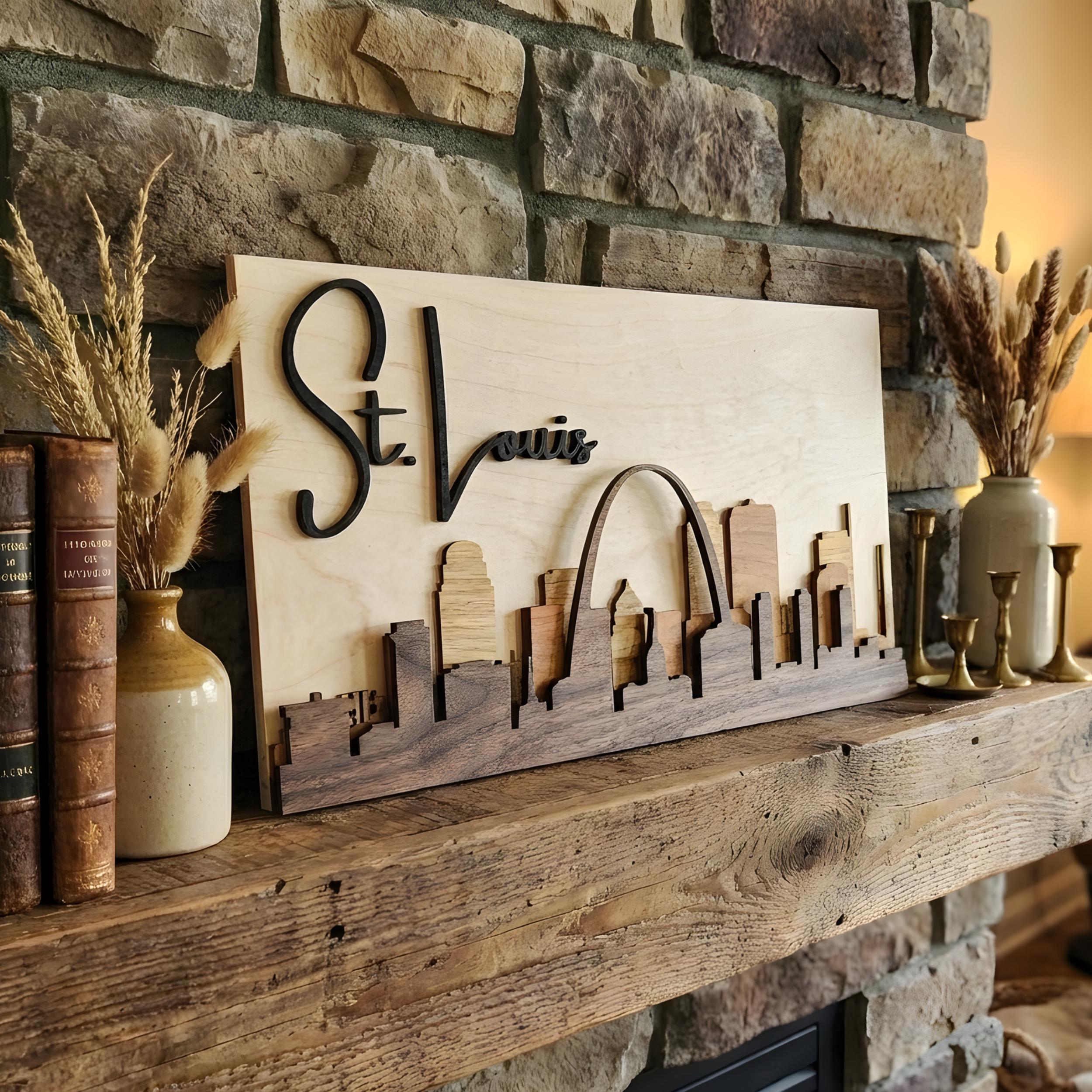 Layered Wood St. Louis Skyline: Handcrafted Wall Art - Etsy